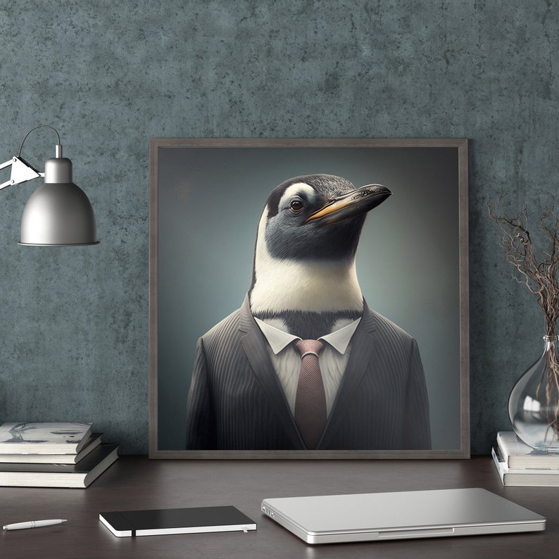 Penguin in Suit - Animal Portrait, Penguin - Digital Download - Print ...