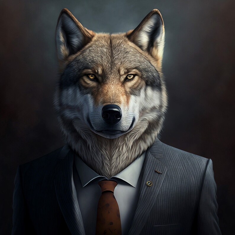 Wolf in Suit - Animal Portrait, Wolf - Digital Download - Print ...