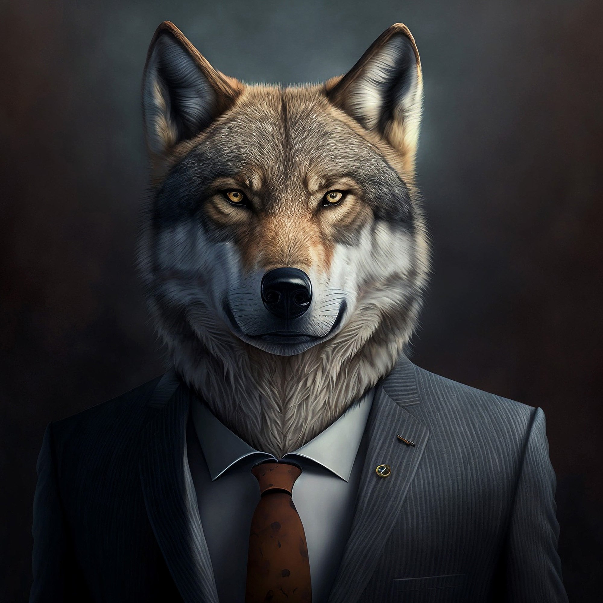 Wolf in Suit - Animal Portrait, Wolf - Digital Download - Print ...