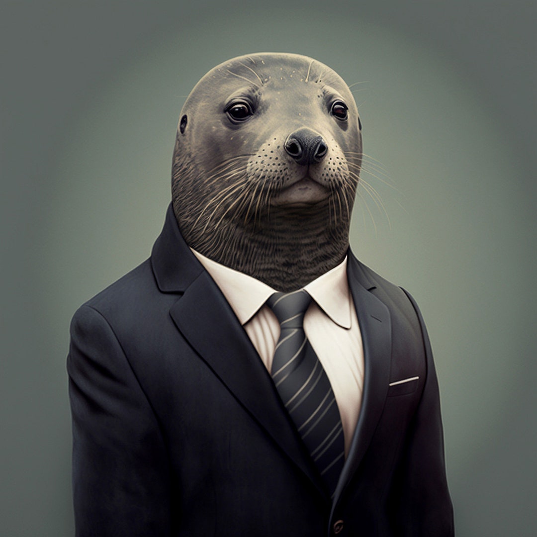 Seal in Suit - Animal Portrait, Seal - Digital Download - Print ...
