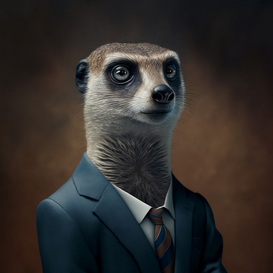 Meerkat in Suit Animal Portrait, Merkat Digital Download Print Yourself ...