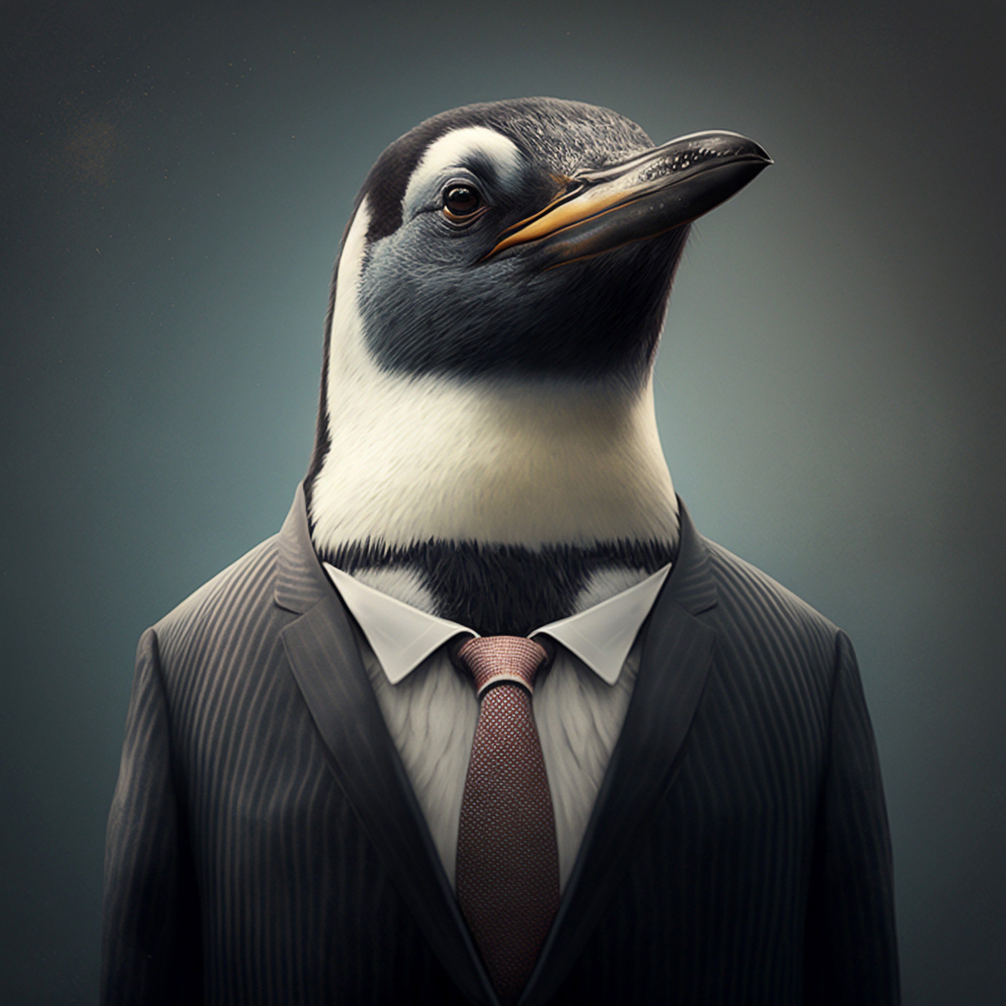Penguin in Suit - Animal Portrait, Penguin - Digital Download - Print ...