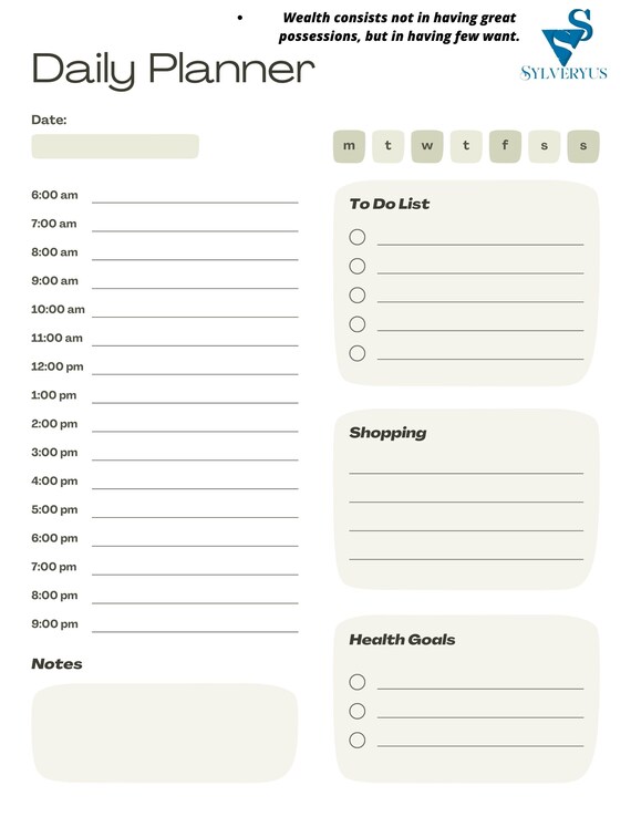 SYLVERYUS Minimalist Daily Planner Printable to Do List Cute - Etsy