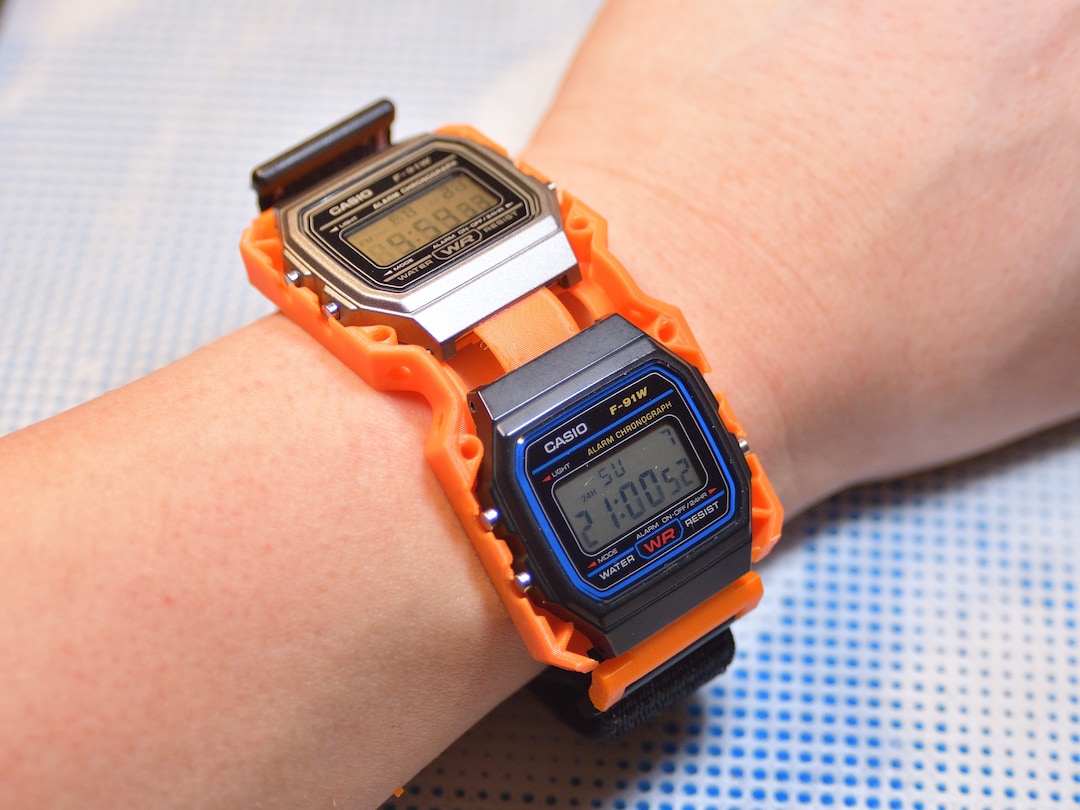 Dual Watch Mounting Kit for Casio F91, 3D Printed With Multiple Color ...