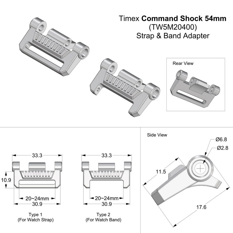 Straps Adapter for Timex Digital CAT 54mm TW5M20400, TW5M20600 - Etsy
