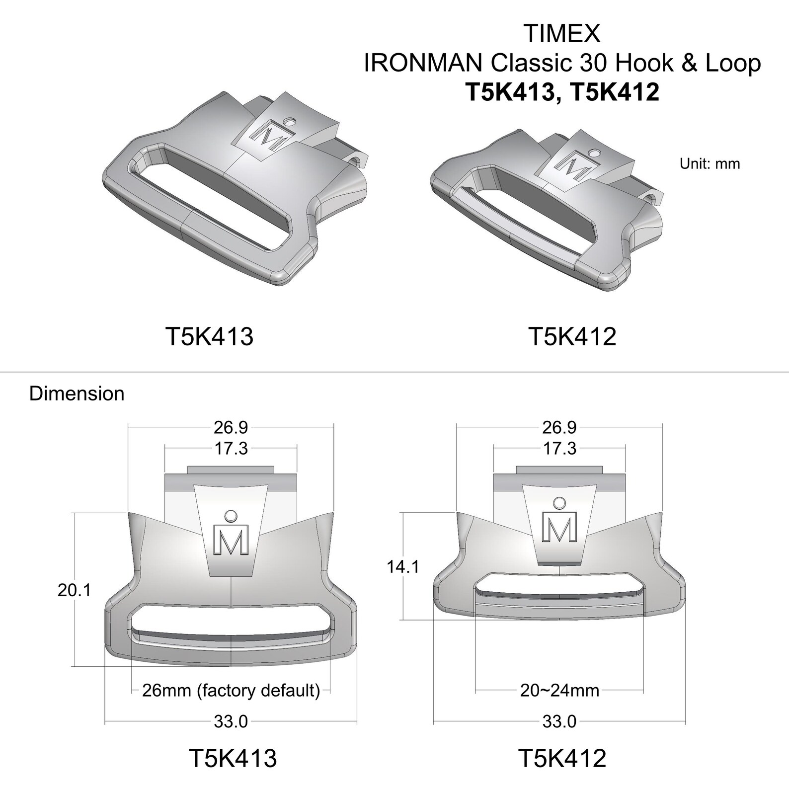 Straps Adapter for Timex Ironman Classic 30 Oversized T5K412, T5K529 ...