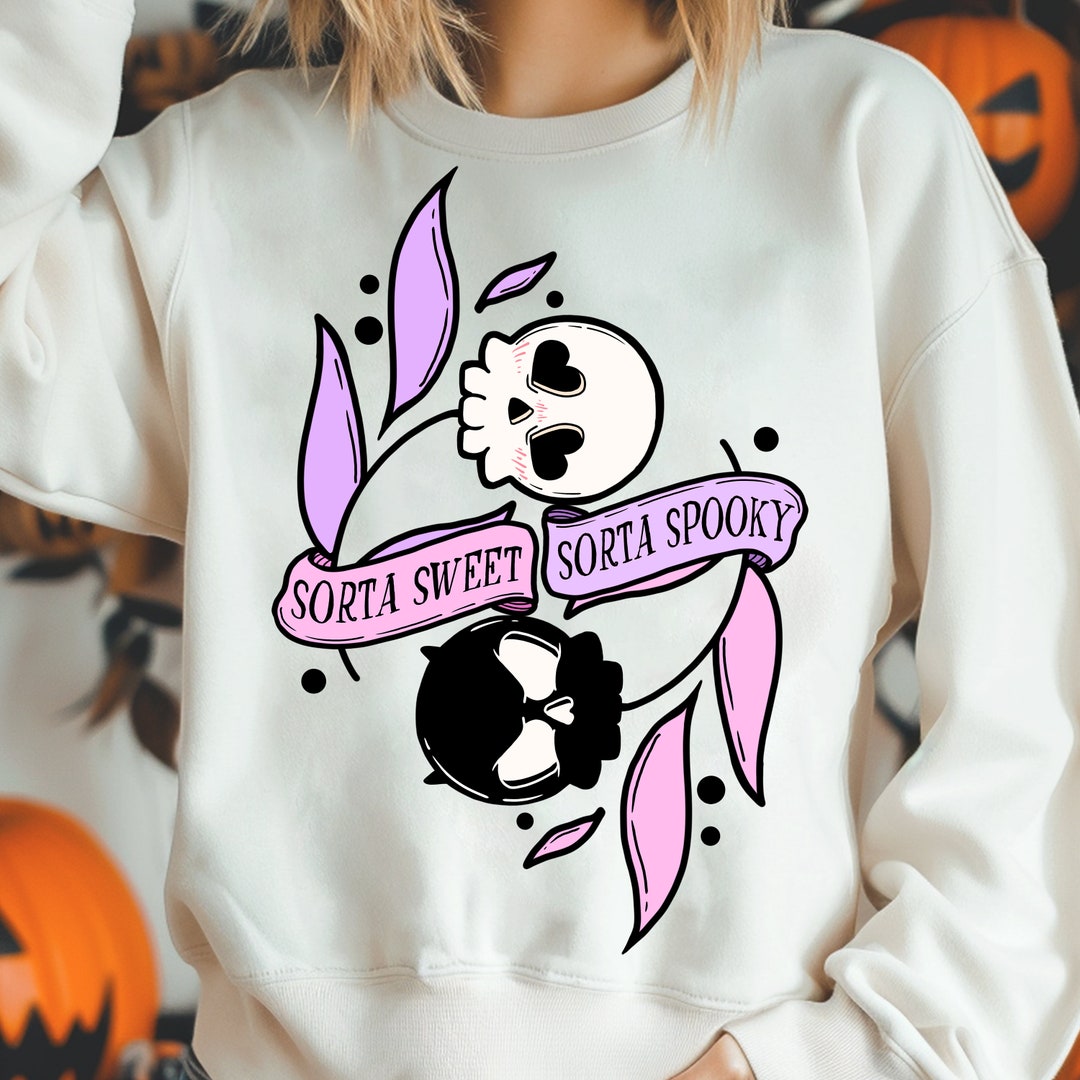 Sorta Sweet Sorta Spooky Png,retro Halloween Png,flower Skull Png ...