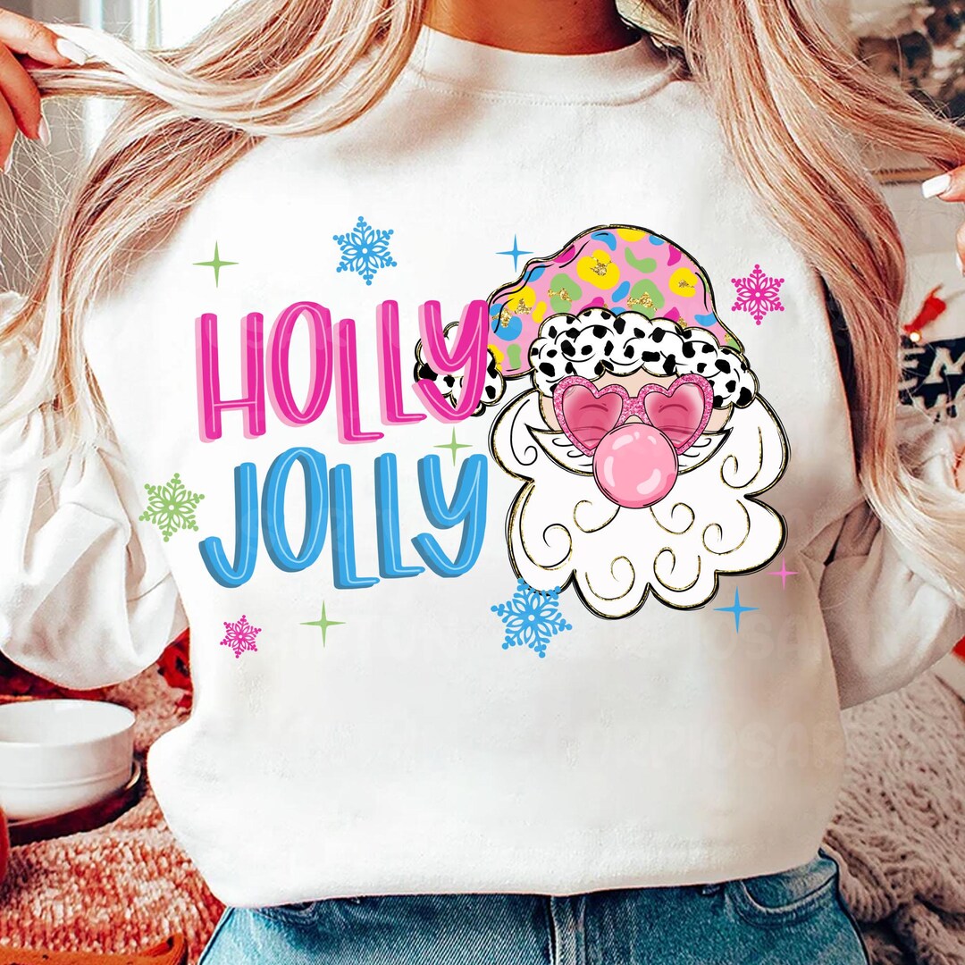 Colorful Holly Jolly Santa Png, Christmas Png, Santa Blowing Bubble Png ...