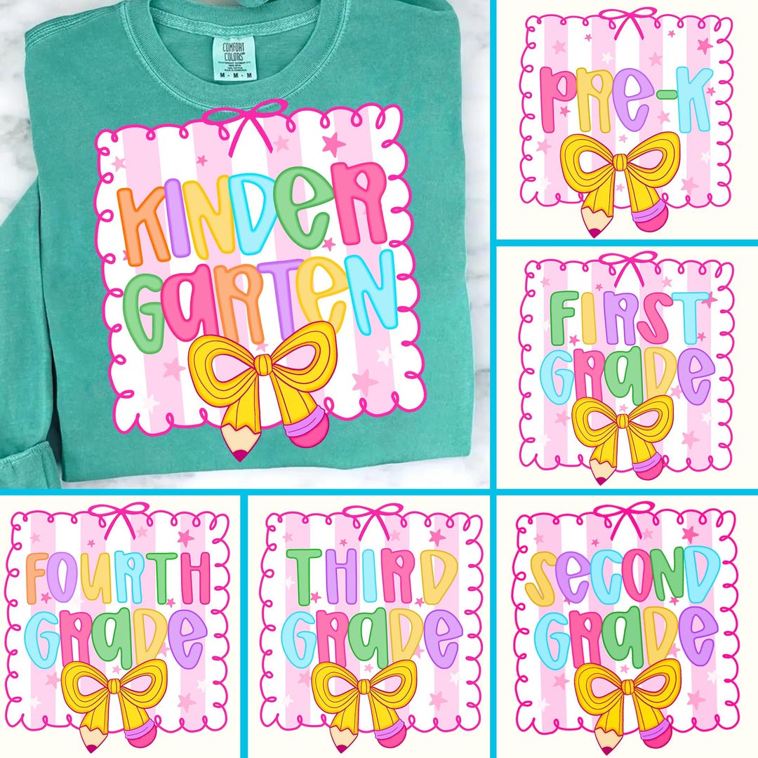 Preppy Back to School Bundle Png, Coquette Teacher First Day of School ...