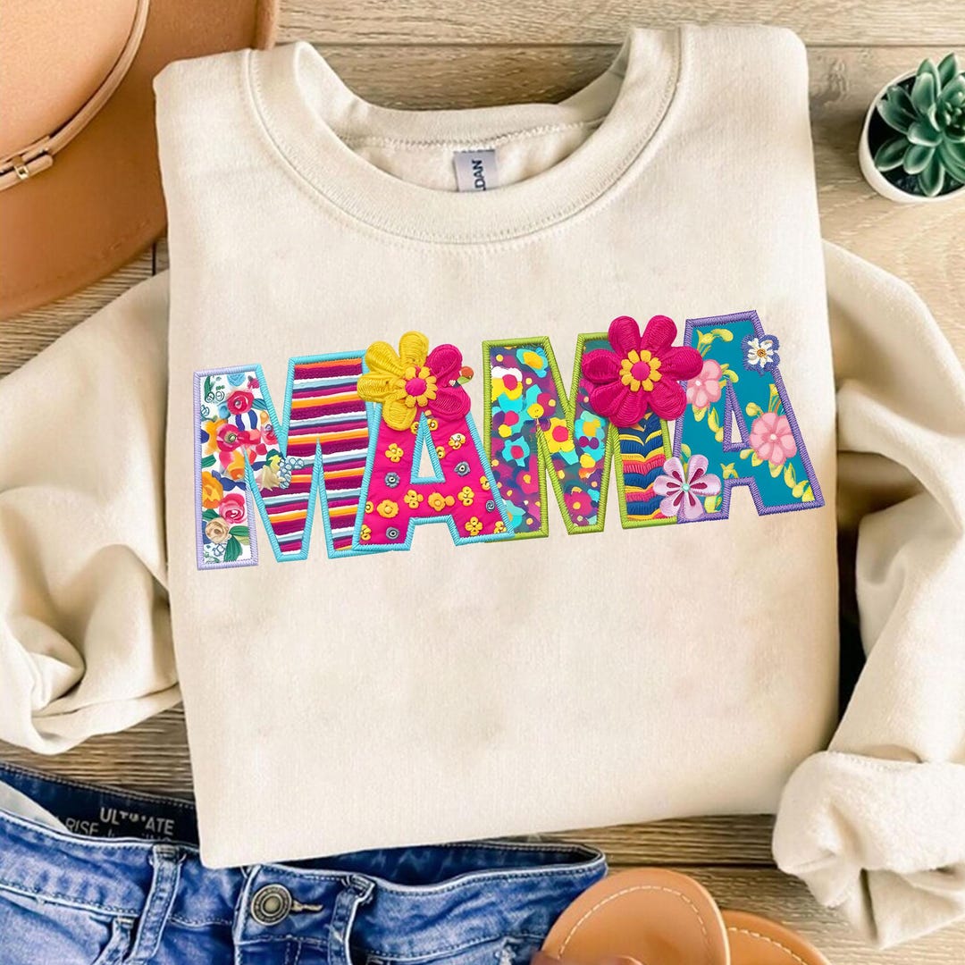 Mama Embroidery Flower PNG, Embroidery Mama, Faux Embroidery Png, Mama ...
