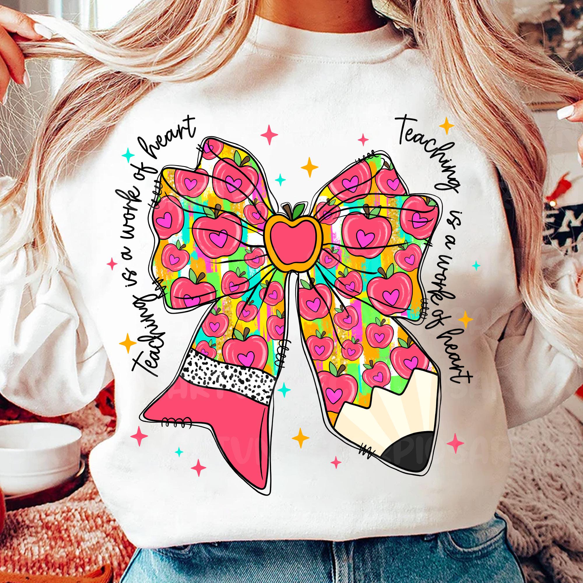 Glitter Teacher Png Bundle, Teacher Coquette Bow Png, Pencil Bow Png ...