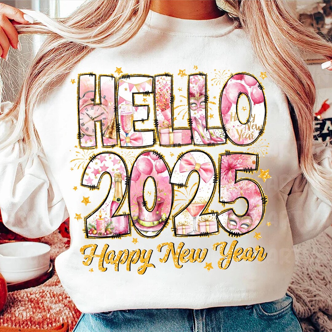 Hello 2025 Png, Retro New Year 2025 Png, New Years Png, Glitter Disco ...