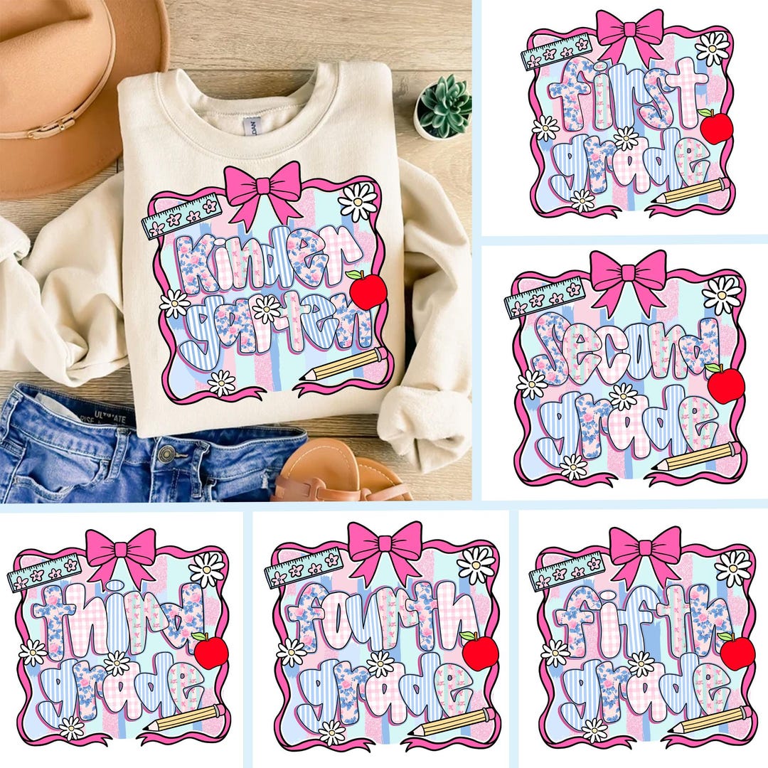 Back to School Bundle Png, Coquette Bright Teacher First Day of School ...