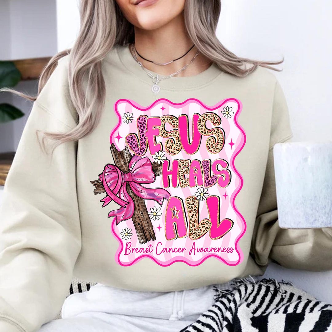 Jesus Heals All Breast Cancer Awareness Christmas Png, Christmas Png ...