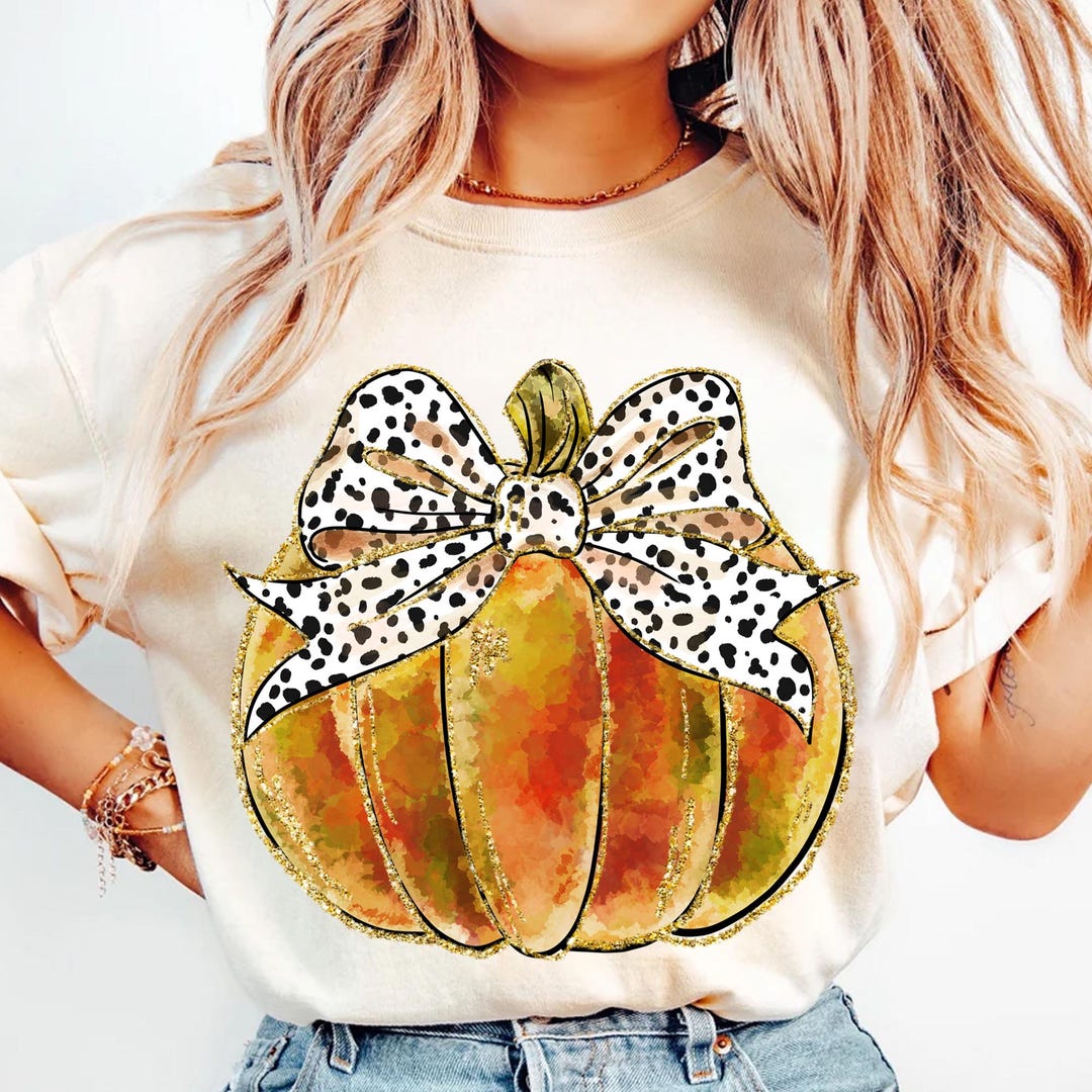 Fall Pumpkin Coquette Bow Png, Fall Png, Watercolor Fall Png, Pumpkin ...