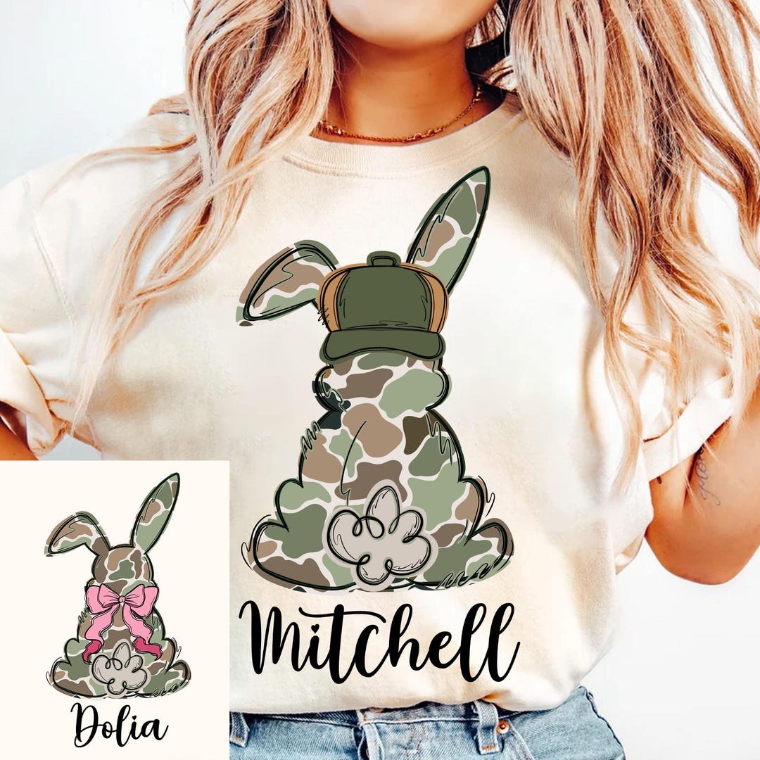 Personalized Kid Name Easter Bunny Png, Boy Girl Easter Camo Png ...