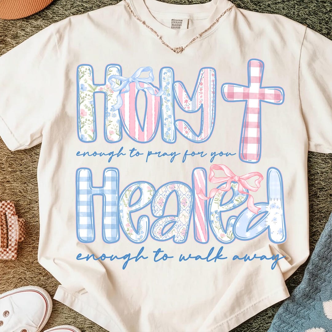 Preppy Holy Healed Png, Christian Png, Floral Faith Png, Bible Verse ...