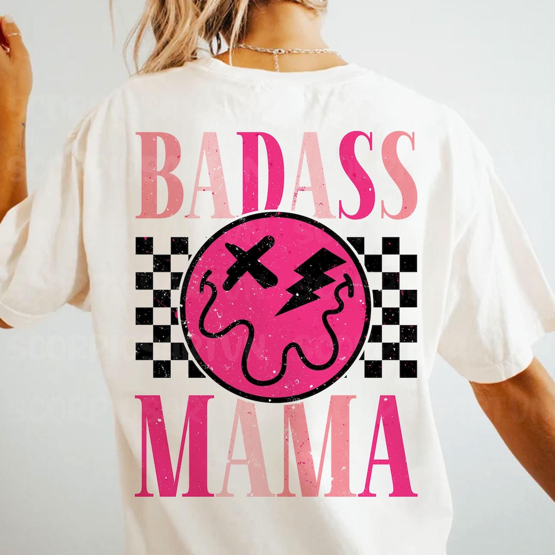 Badass Mama Png, Retro Checkered Mama Png, Motherhood Png, Funny Mom ...