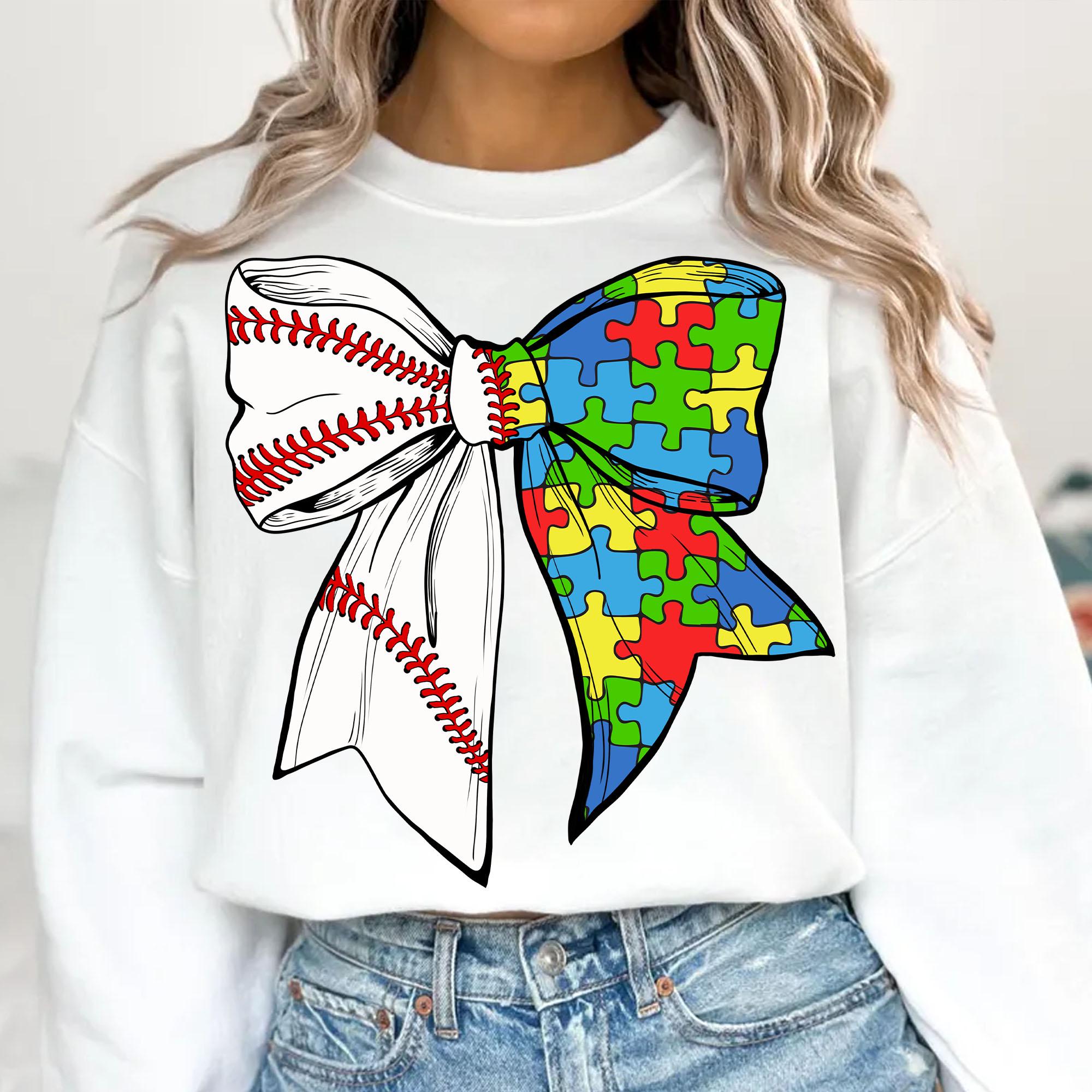 Autism Baseball Coquette Bow Png, Autism Awareness Coquette Png, Retro ...