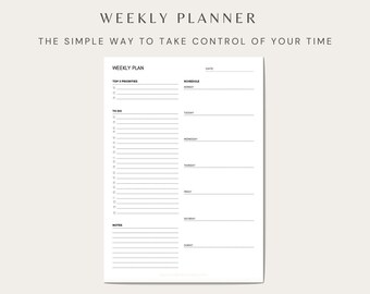 Weekly Planner Printable – Minimalist Digital Planner PDF – Undated ...