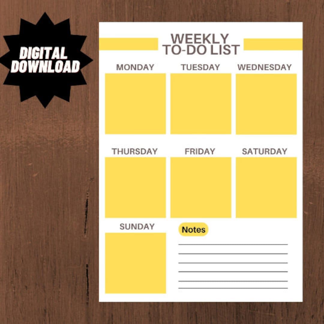 To-do List Sticky Note Style Printable to Do A4 Simple Tasks Sticky ...