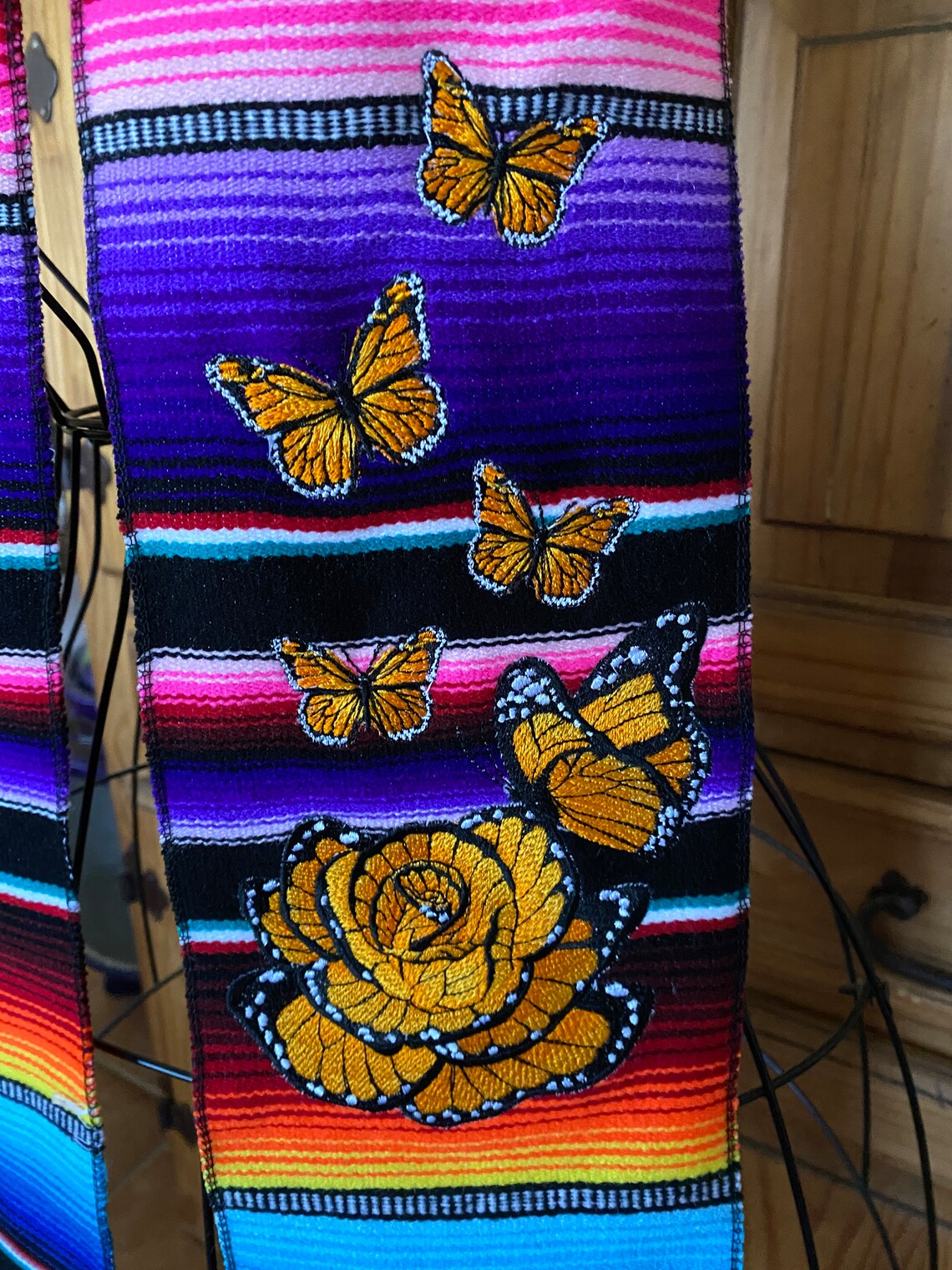 Embroidered Serape Butterfly Rose Graduation Stole - Etsy