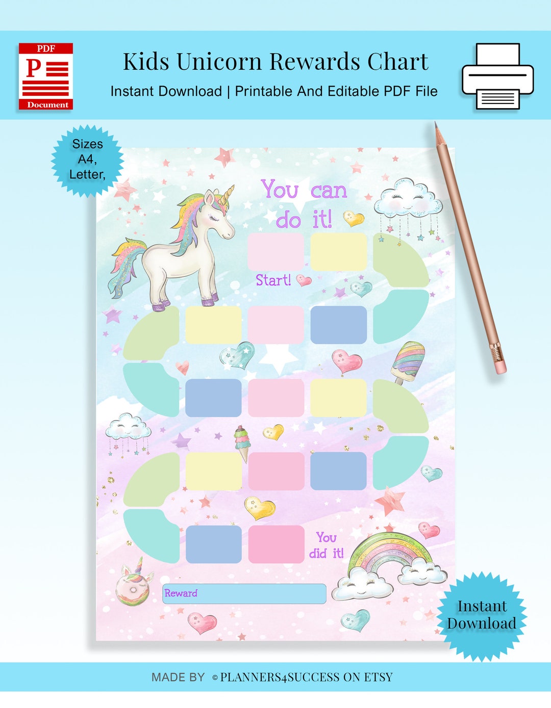 Printable Rewards Chart Unicorn Chart Behaviour Chart - Etsy Hong Kong