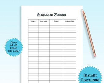 Insurance Tracking Template - Etsy