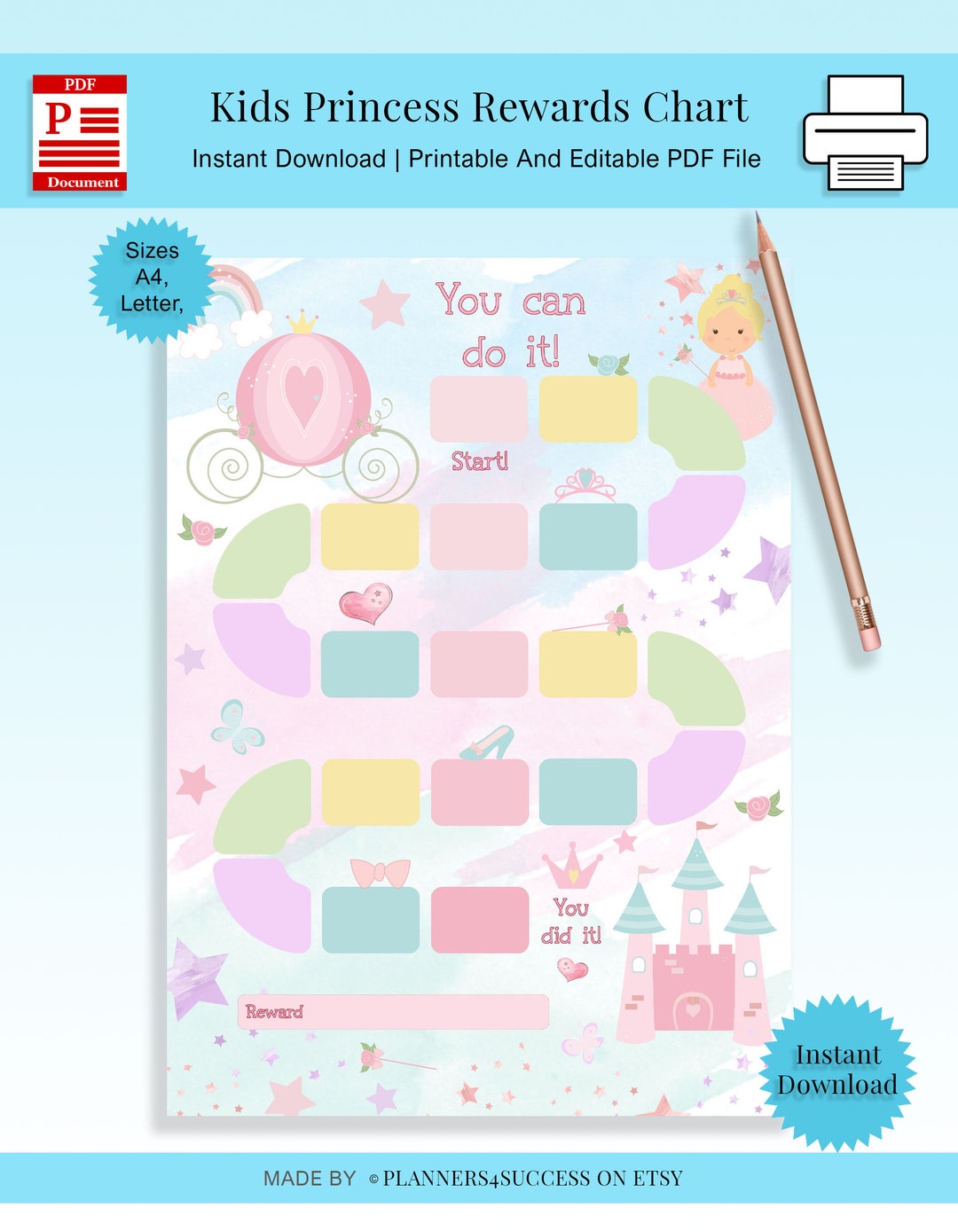 Printable Rewards Chart Princess Chart Behaviour Chart - Etsy Australia