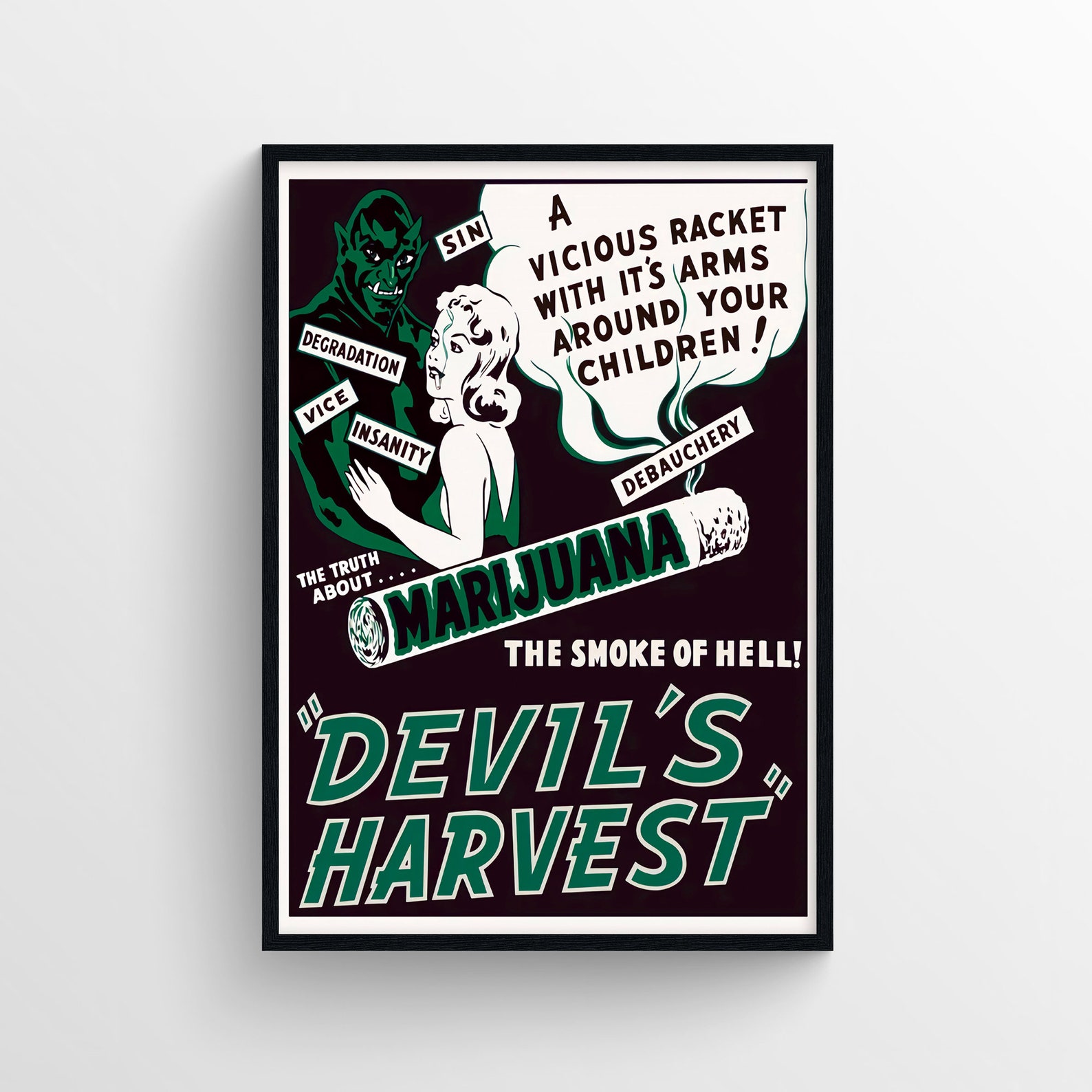 Marijuana Propaganda Poster | Retro Poster | Home Decor | Vintage ...