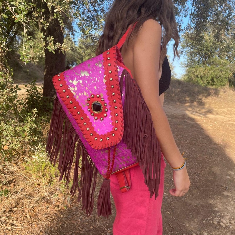Boho Leather Backpack - Etsy