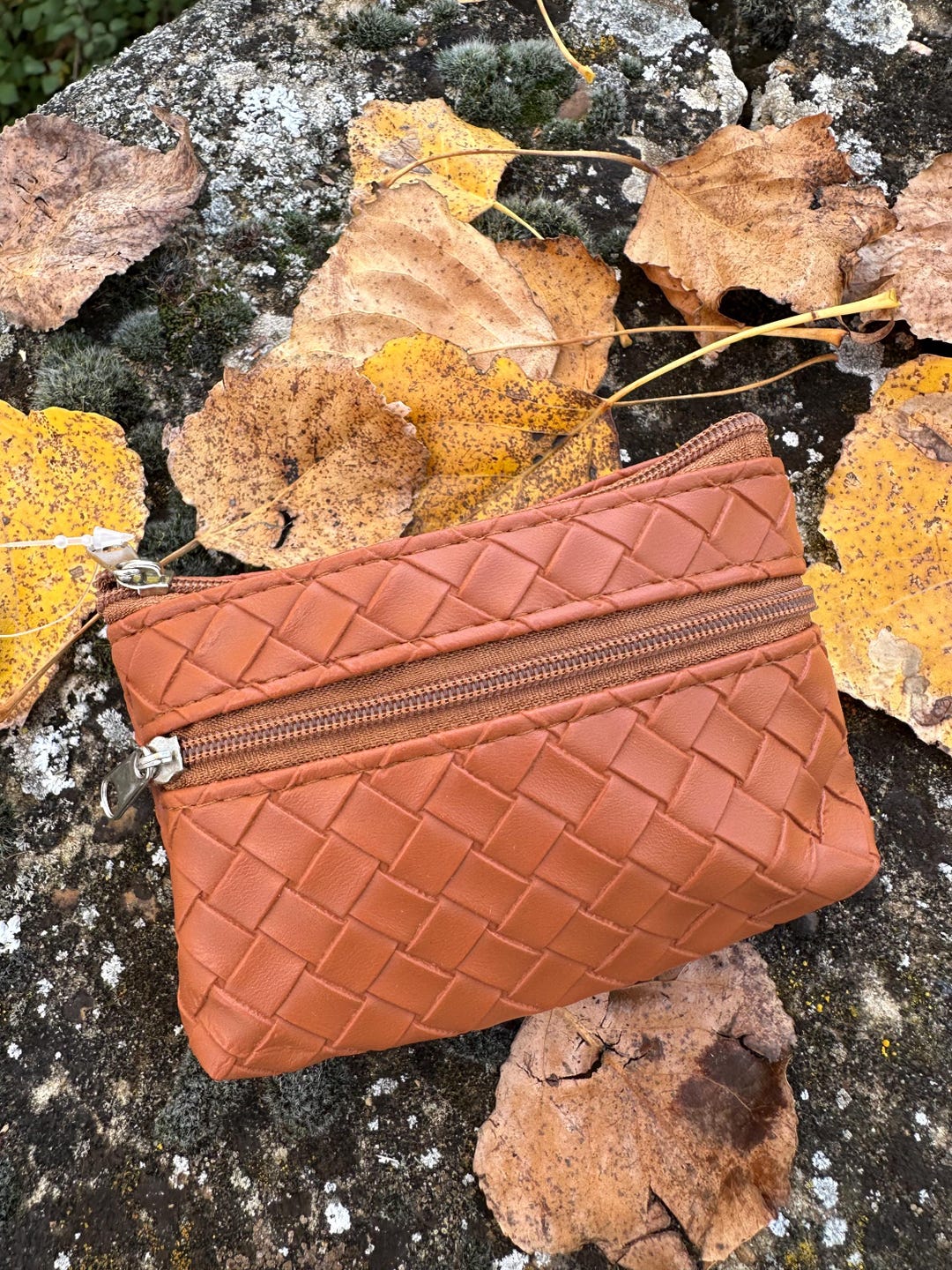 Brown Leather Coin Purse – Compact 12x8 Cm (4.7x3.1 In), Double Zipper ...
