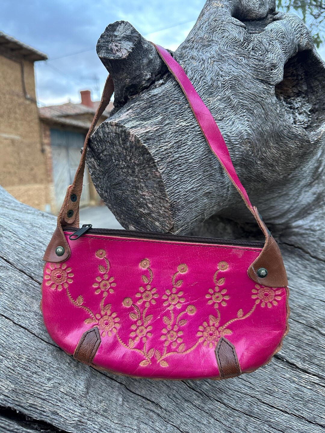 Vintage 80s Pink Leather Purse – Small Handbag – Embossed Genuine ...