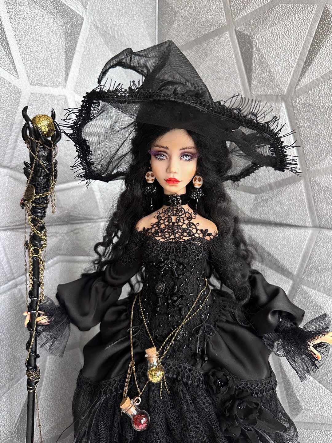 Gothic Witch Interior Doll: Movable Limbs, Polymer Clay, Goat Hair - Etsy