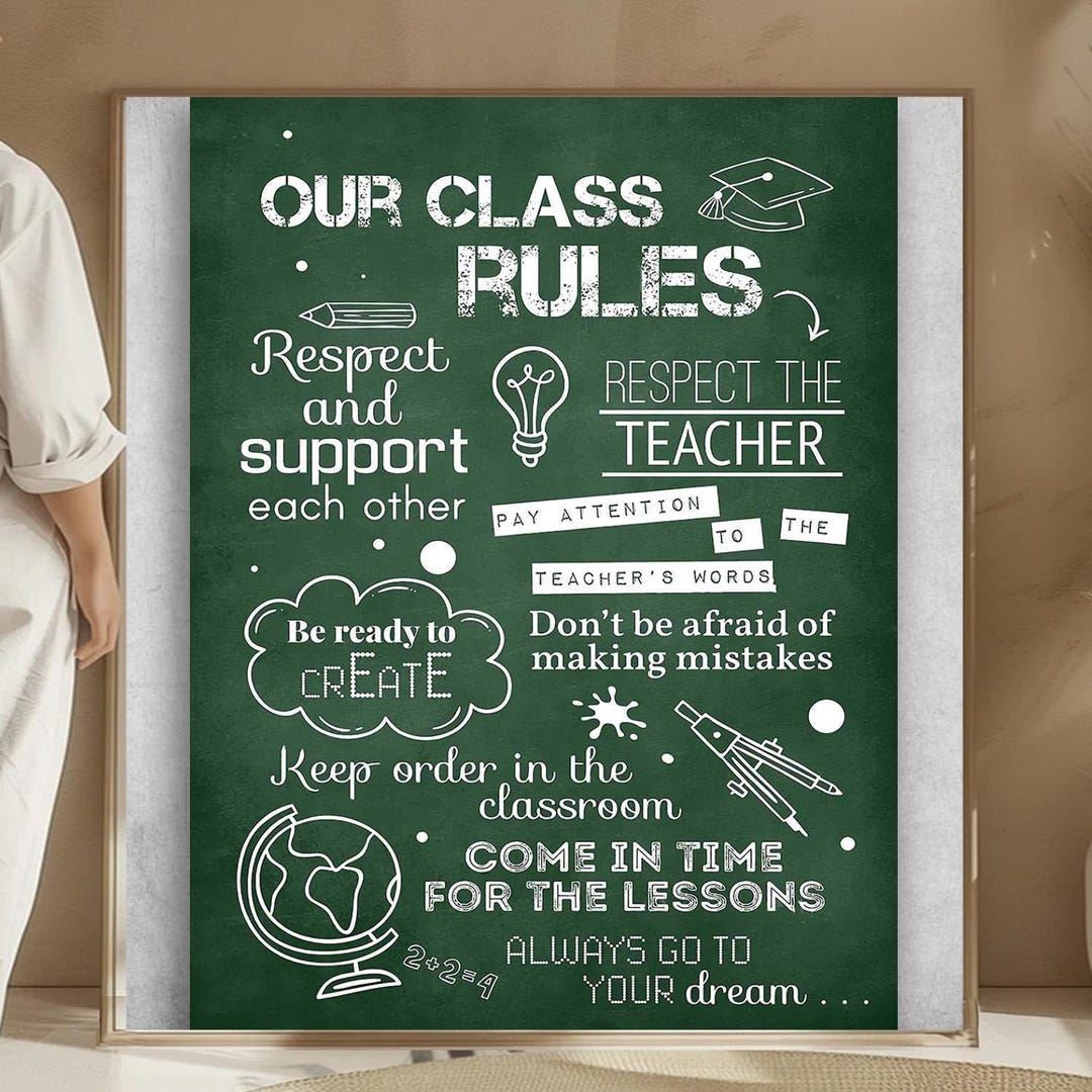 Classroom Poster Our Class Rules Respect and Support Each Other Respect ...