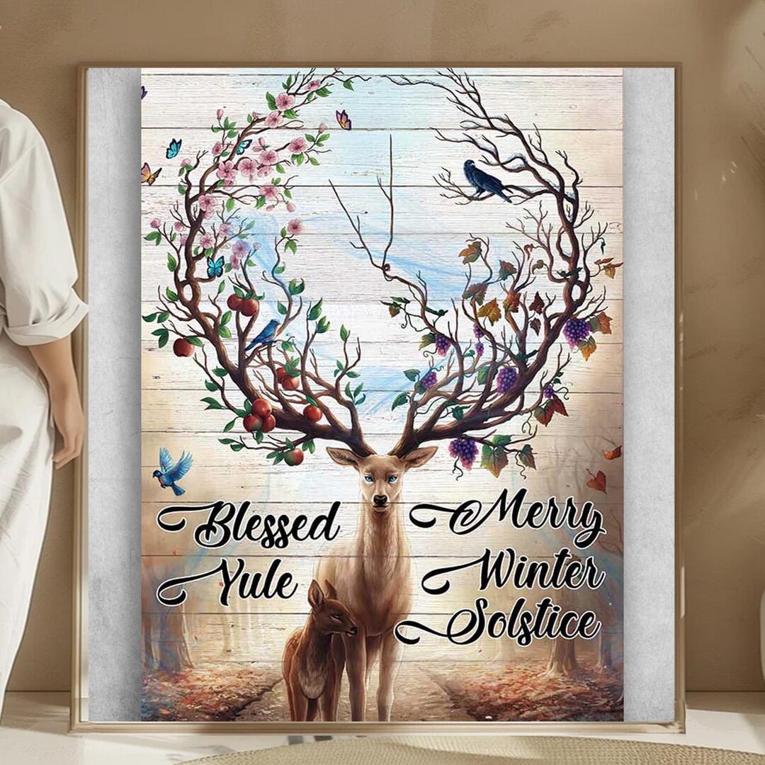 Deer Poster Blessed Yule Merry Winter Solstice Season Postᴇr - Etsy