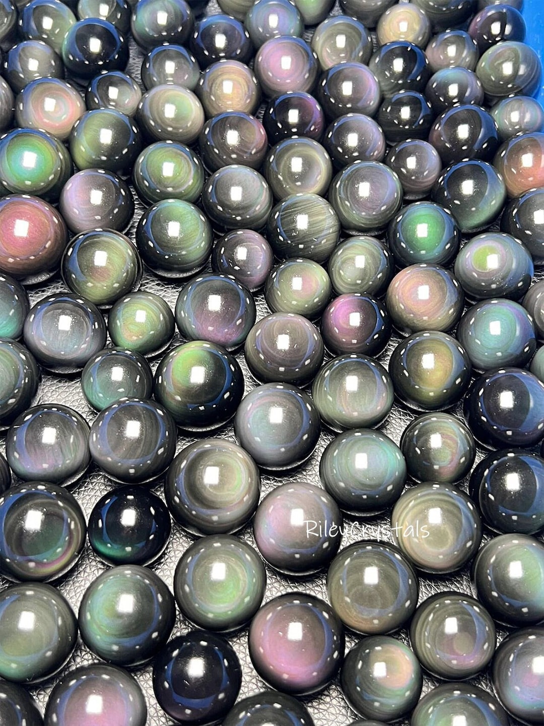 Natural Rainbow Obsidian Spheres, Rainbow Black Obsidian Sphere ...