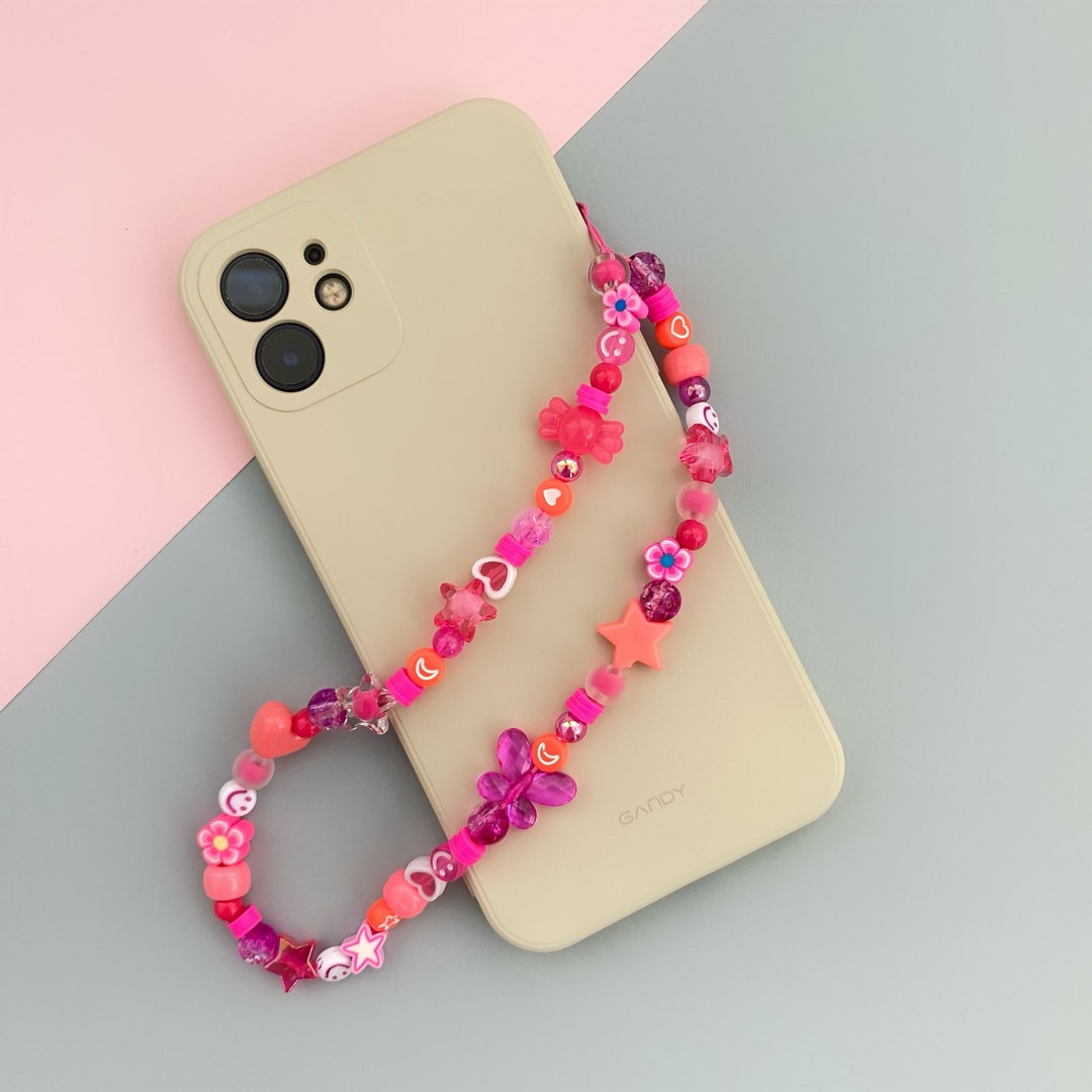 Different Hot Pink Beaded Phone Strap - Etsy