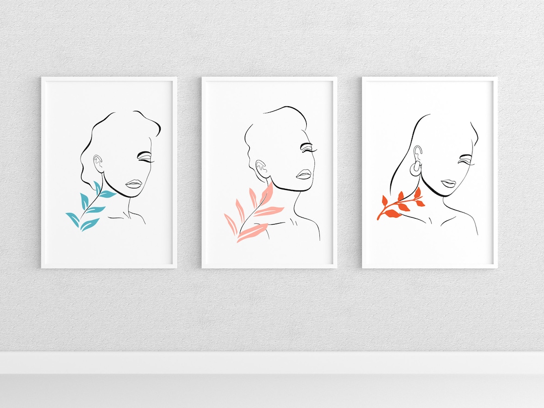 Line Art Print Set of 3_I, Woman Line Drawing Wall Art, Woman Lines ...