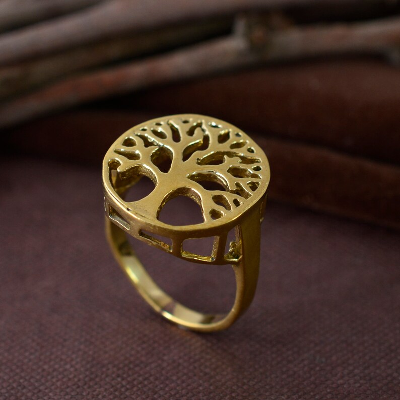 Handmade Brass Tree of Life Ring: Bohemian Filigree Jewelry - Etsy
