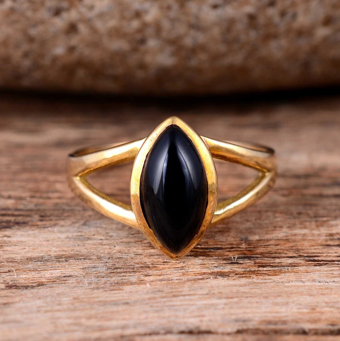 Black Obsidian Ring, Natural Stone Meditation Ring Gift, Spiritual ...