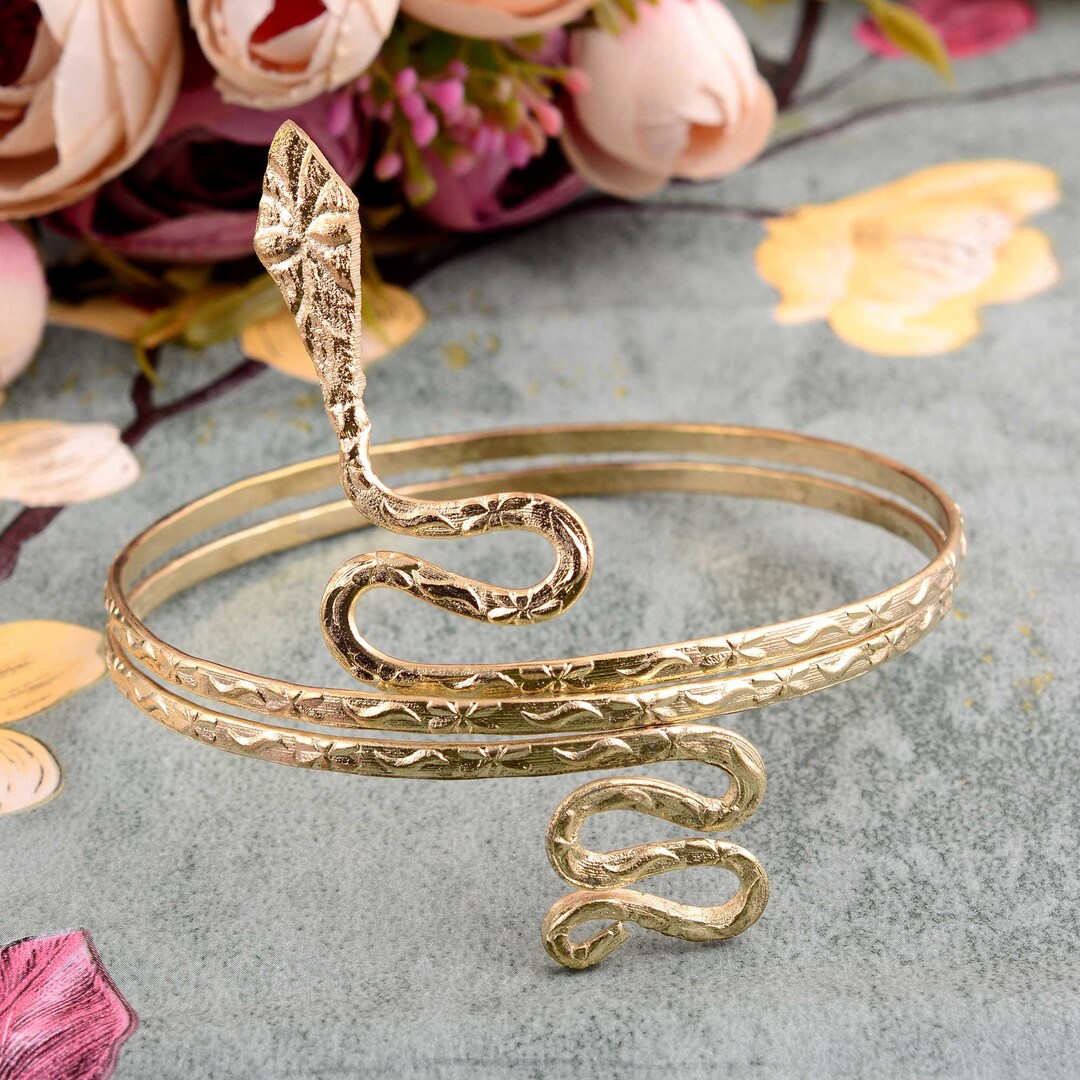 Snake Gold Bracelet, Snake Arm Bracelet, Boho Bracelet, Adjustable Arm ...