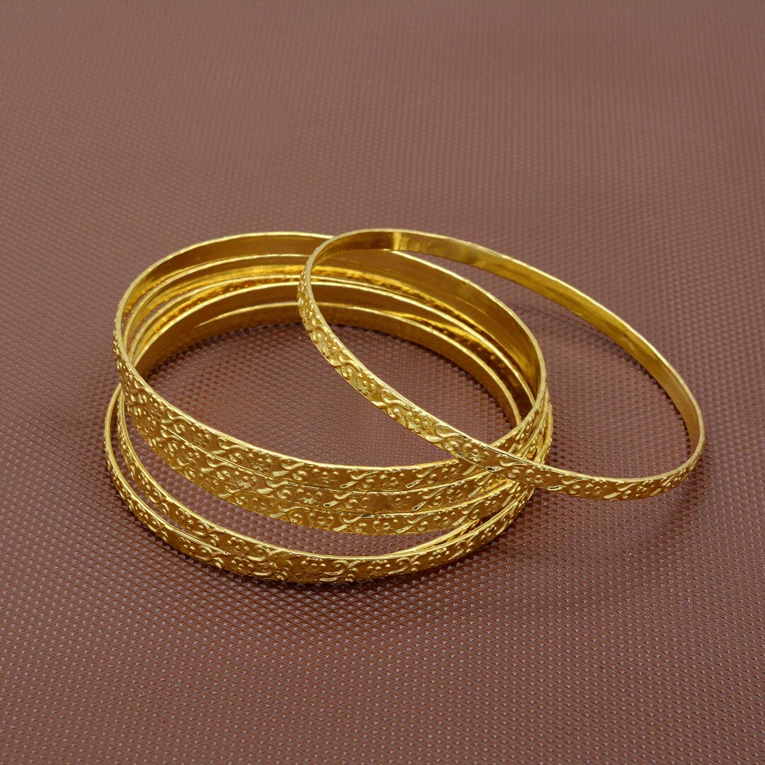Women Gold Flower Bangles, 18k Gold Filled Bangles, Indian Gold Bangles ...