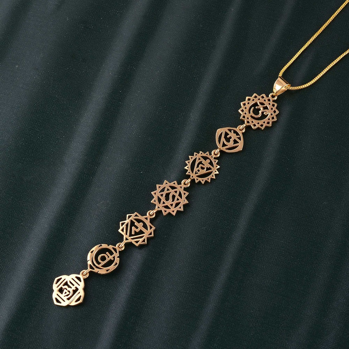 Handmade Brass 7 Chakras Pendant Necklace: Religious Jewelry - Etsy