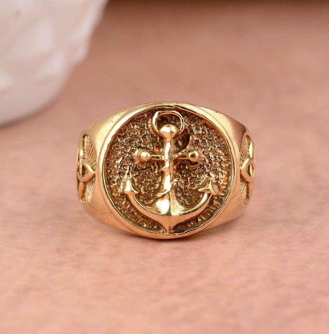 Handmade Brass Anchor Ring: Nautical Sailor Signet Ring - Etsy