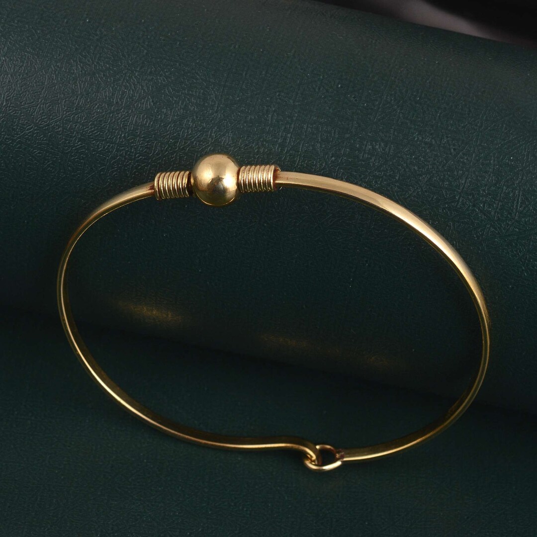 Gold Ball Bracelet, Gold Bangle, Brass Ball Bracelet, Boho Bangle, Gold ...