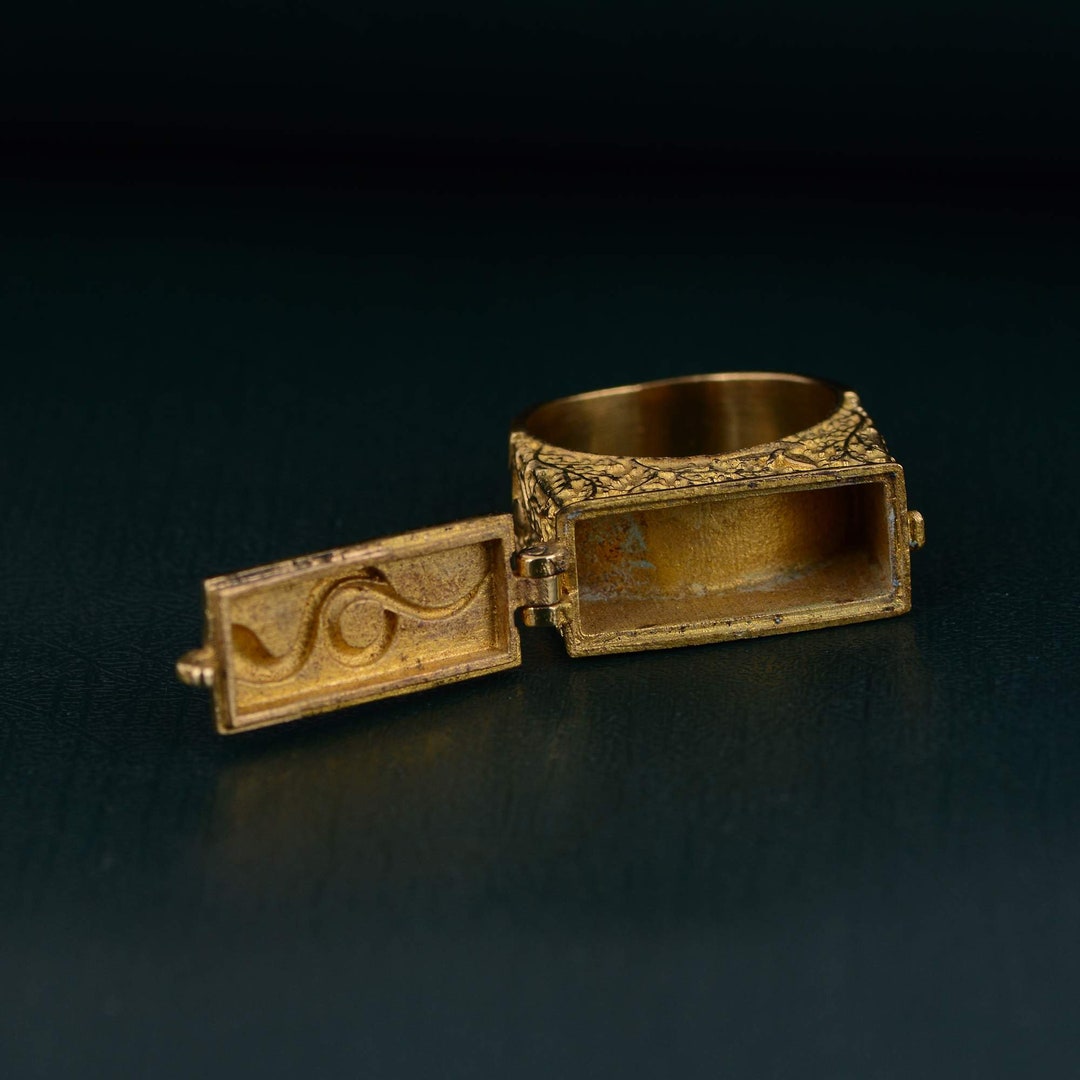 Brass Poison Ring, Pill Box Ring, Snake Poisoner Ring, Gift for Her ...