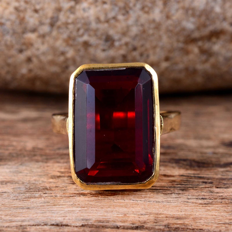 Red Stone Rings in Gold - Etsy