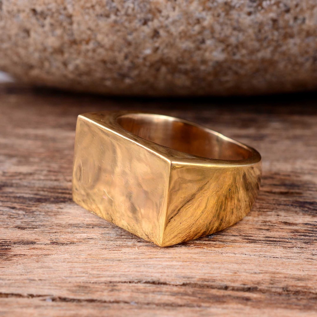Signet Square Ring, Brass Signet Ring, Men Signet Ring, Promise Ring ...