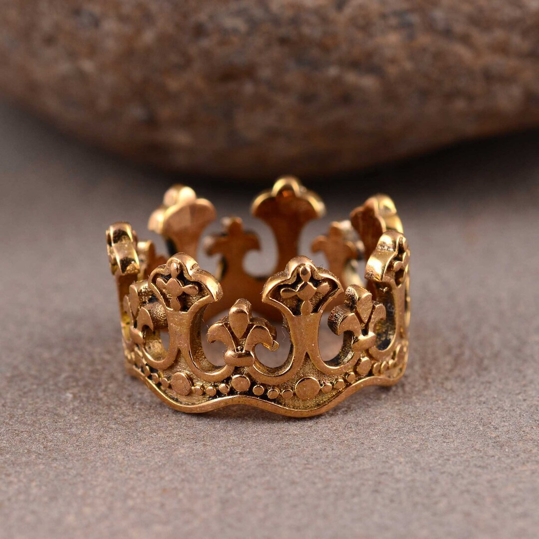 Brass Crown Ring, Crown Ring, Princess Ring, Gold Crown Ring, Women ...